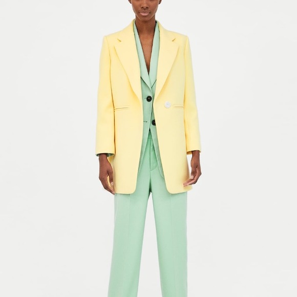 Zara | Jackets & Coats | Zara Yellow Straight Cut Frock Coat | Poshmark